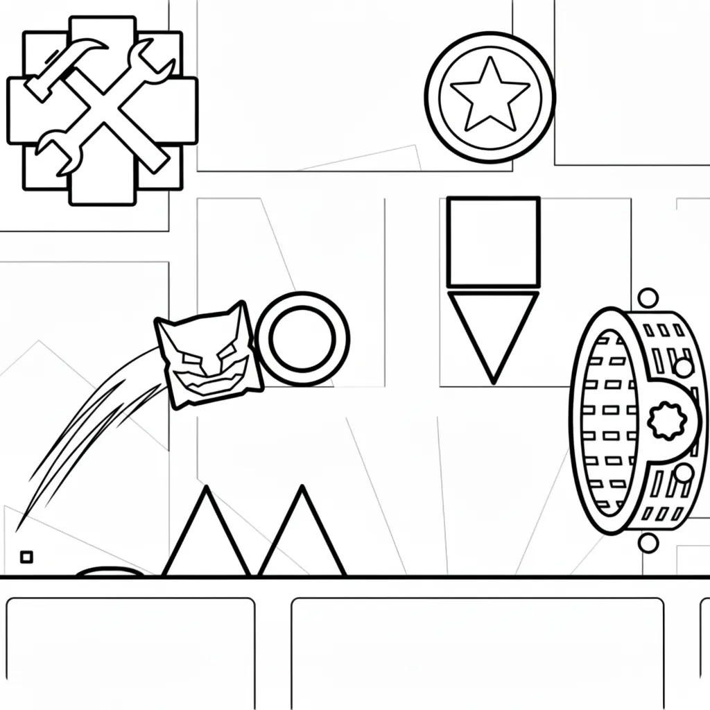 18 Geometry Dash Para Colorear - ¡Pinta La Emoción Del Neón!