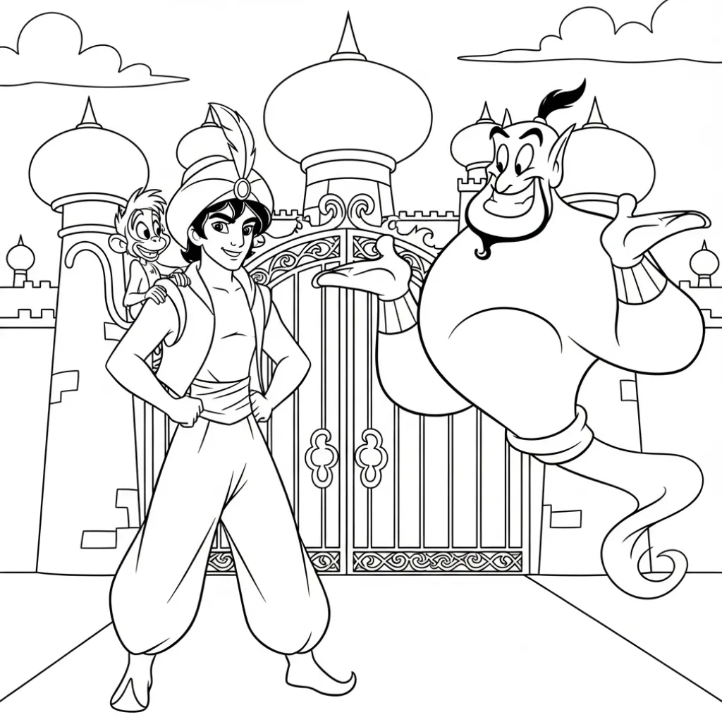 30 Aladdin Coloring Pages - Crisp, Noise-Free Strokes