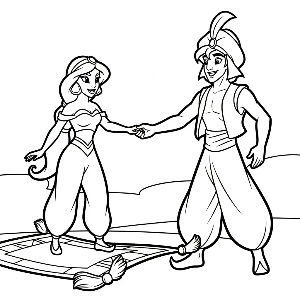 30 Aladdin Coloring Pages - Crisp, Noise-Free Strokes