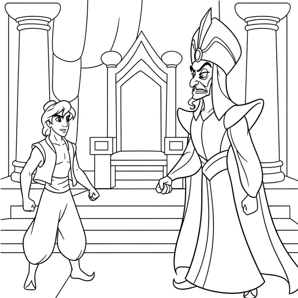 30 Aladdin Coloring Pages - Crisp, Noise-Free Strokes